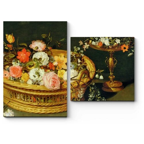 Модульная картина Корзинка с розами80x60