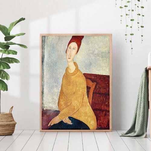 Постер без рамки "Амедео Модильяни портрет Жанны" 30 на 40 в тубусе / Картина для интерьера / Плакат / Постер на стену / Интерьерные картины