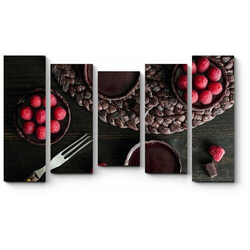 Модульная картина Шоколадный пирог с малиной 150x90