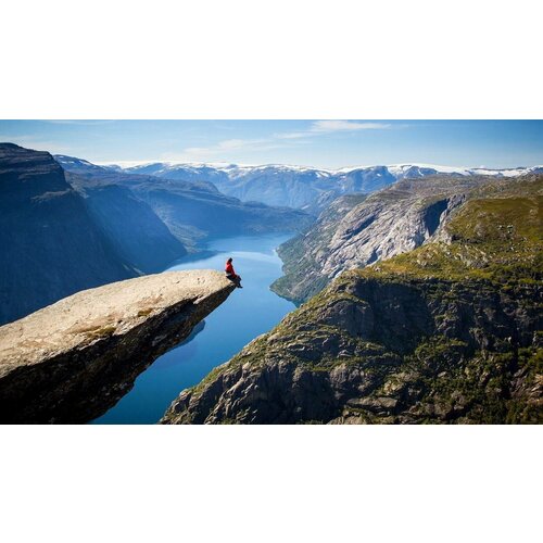 Картина на холсте 60x110 LinxOne "Норвегия фьорд красиво" интерьерная для дома / на стену / на кухню / с подрамником