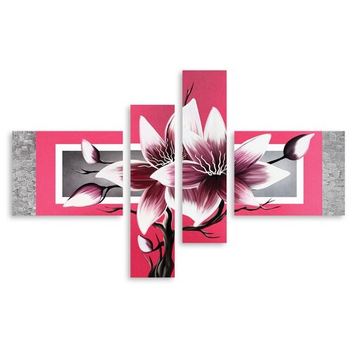 Модульная картина на холсте "Розовые лилии" 120x107 см