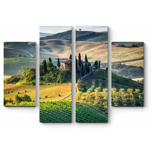 Модульная картина Тоскана, панорамный пейзаж120x90