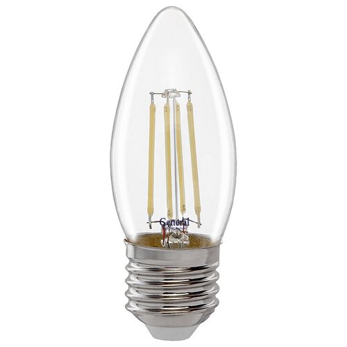 Лампа филамент светодиодная 10Вт свеча General 649916 GLDEN-CS-10-230-E27-4500