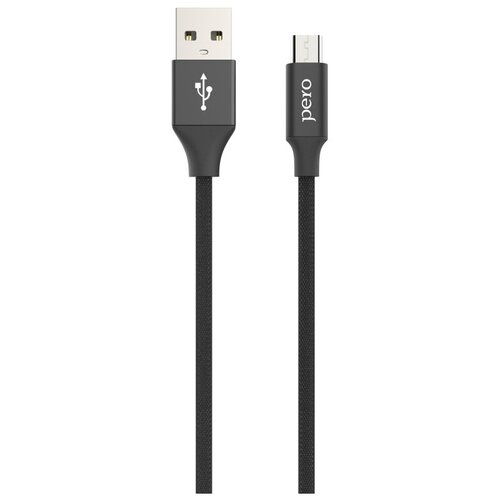 Кабель DC-02, microUSB - USB, 2 А, 1 м, тканевая оплетка, черный