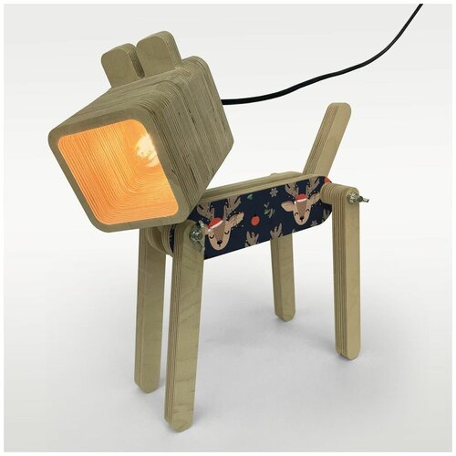 Настольная лампа светильник Собака праздник Новый год, рождество, олень, варежки, гирлянда - 704