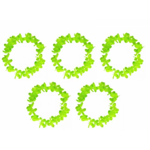 Ожерелье гавайское "Гавайские лепестки", цвет салатовый зеленый (Набор 5 шт.)
