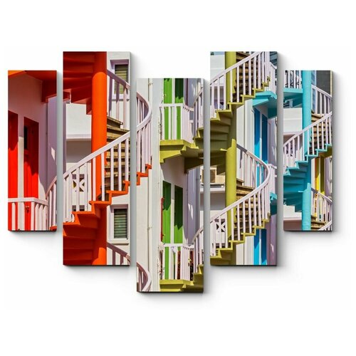 Модульная картина Яркие винтовые лестницы131x106