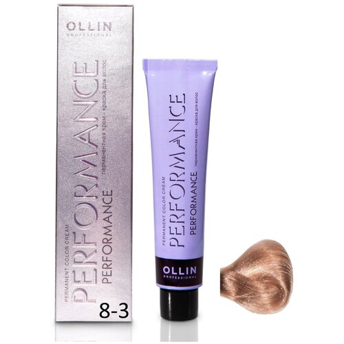 OLLIN Professional Performance перманентная крем-краска для волос, 8/3 светло-русый золотистый, 60 мл