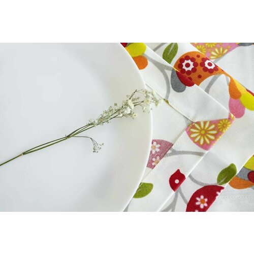 Салфетка столовая сервировочная "Весна" (влагостойкая), 50*50 см, для стола, праздничная, Белая стрекоза