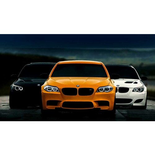 Картина на холсте 60x110 Альянс Лес "BMW F10 E60 трио БМВ" на подрамнике / интерьер/ декор