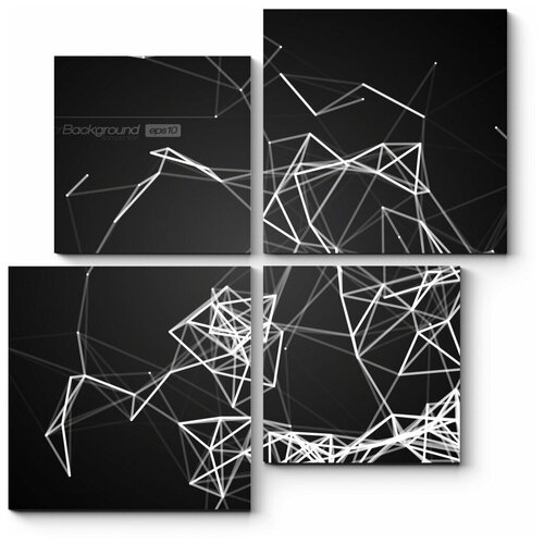 Модульная картина Сияющие линии на черном 80x80