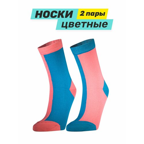 Носки Big Bang Socks, 2 пары, размер 35-39, розовый, голубой