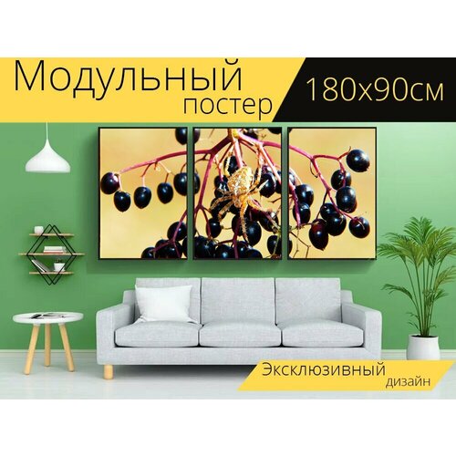 Модульный постер "А ведь когдаоранжевый, паук, завод" 180 x 90 см. для интерьера
