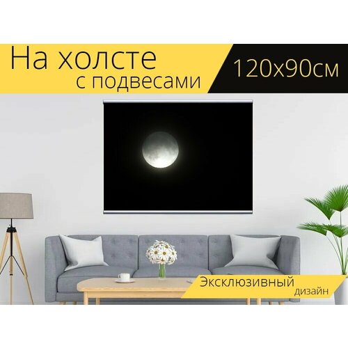Картина на холсте "Луна, небо, небесный" с подвесами 120х90 см. для интерьера