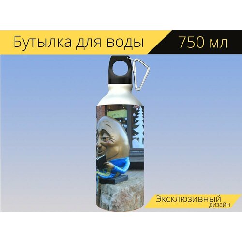 Бутылка фляга для воды "Пуф, болтай, шалтайболтай" 750 мл. с карабином и принтом