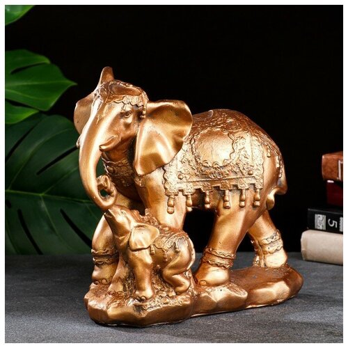 Копилка "Слон со слоненком" бронза, 15х27см