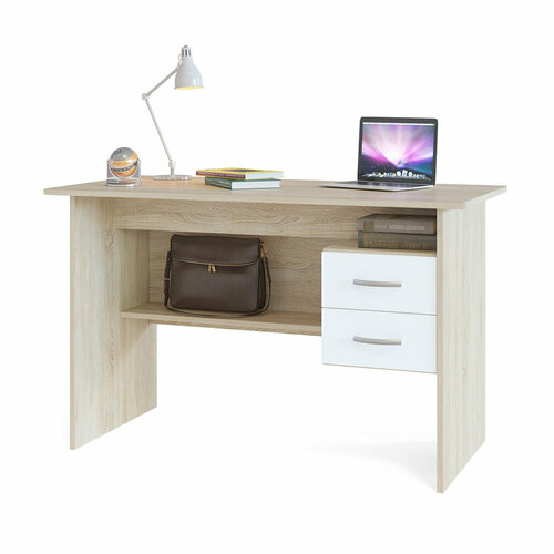Письменный стол со встроенной тумбой Сокол СПМ-07.1 цвет дуб сонома/белый