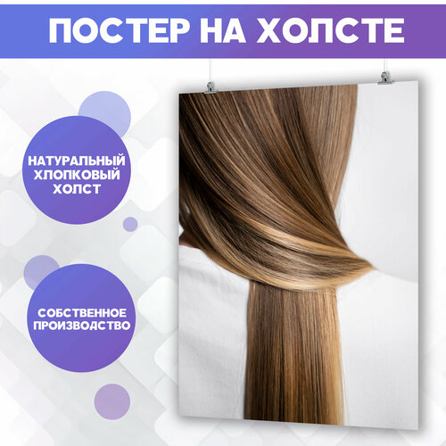 Постер на холсте Уход за волосами Кератиновое выпрямление Салон красоты (2) 40х60 см
