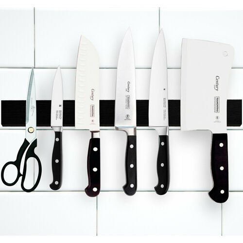 Магнитный держатель для ножей на стену, длина 40 см, цвет - черный, материал - дерево (сосна).
