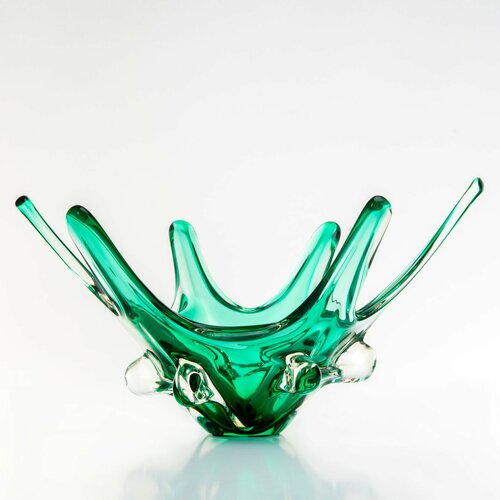 Ваза (фруктовница) необычной формы, (предположительно фирма "Cristallo Venezia"), стекло