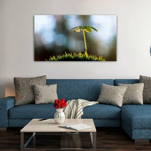 Картина на холсте 60x110 LinxOne "Природа, nature, растение, росток" интерьерная для дома / на стену / на кухню / с подрамником