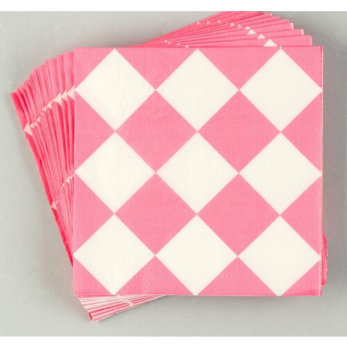 Салфетки бумажные "Розовые ромбики" 33х33 см, набор 20 шт.