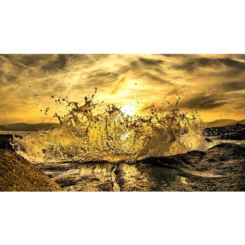 Картина на холсте 60x110 Альянс Лес "Брызги wave всплеск волна" на подрамнике / интерьер/ декор