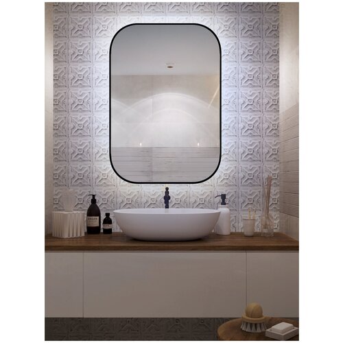 Зеркало c подсветкой настенное "Диор" косметическое зеркало в МДФ раме подходит для ванной 70х100 см