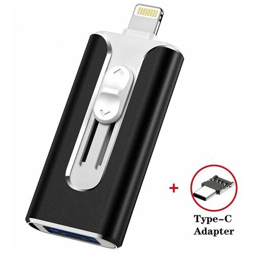 Флешка для iPhone FLASH DRIVE DUAL STORAGE FOR IOS & PC, 16 ГБ, чёрная