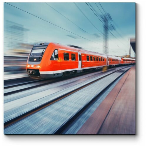 Модульная картина Высокоскоростной красный пассажирский пригородный поезд30x30