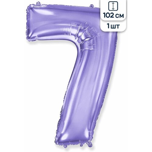 Воздушный шар фольгированный Flexmetal Цифра 7, сиреневый, 102 см