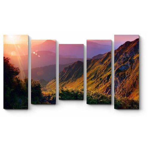 Модульная картина Летний пейзаж в горах на рассвете 150x90