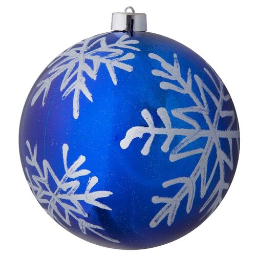 Новогодний шар Snowmen, 15 см, блестящий со снежинками, синий (Е96383)