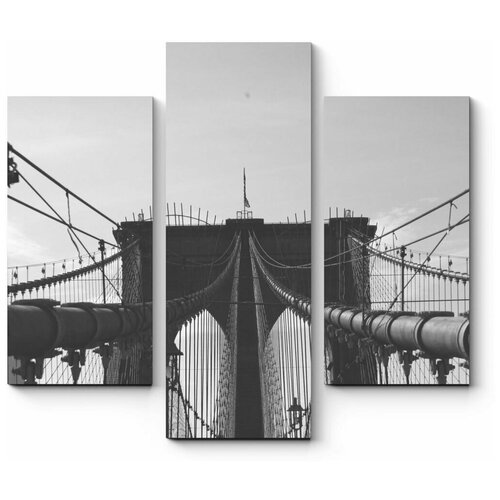 Модульная картина Линии черно-белого моста 100x90