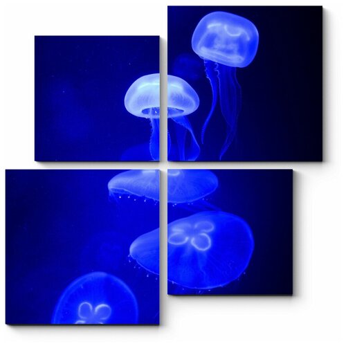 Модульная картина Медузы плывущие к свету 100x100