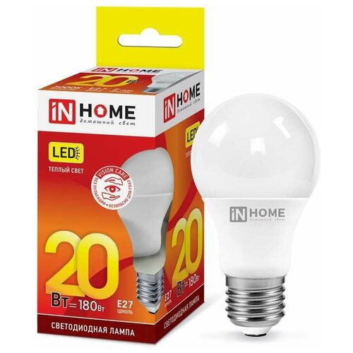 Лампа светодиодная LED-A60-VC 20Вт 230В E27 3000К 1800лм IN HOME 4690612020297 (100шт.)