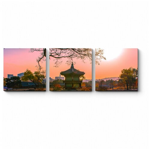 Модульная картина Чарующий закат по-корейски, Сеул 150x50