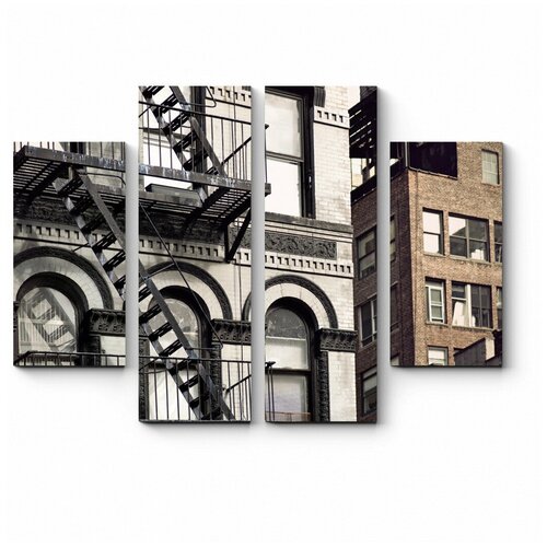 Модульная картина История Нью-Йорка в зданиях 100x75