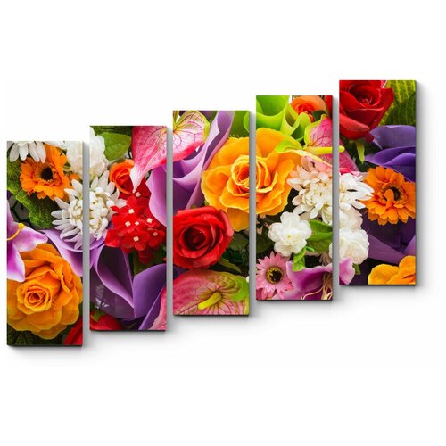 Модульная картина Буйство цветочных красок 220x154