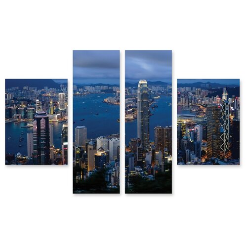 Модульная картина на холсте "Гонконг. Панорама" 120x79 см