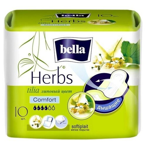 Bella Гигиенические прокладки Bella Herbs komfort с экстрактом липы, 10 шт.