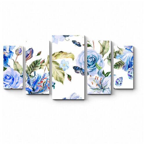 Модульная картина Голубые цветы 180x99