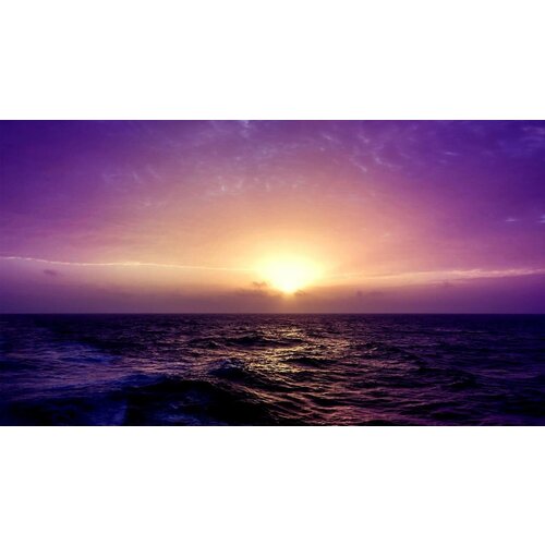Картина на холсте 60x110 LinxOne "Море закат волны небо солнце" интерьерная для дома / на стену / на кухню / с подрамником