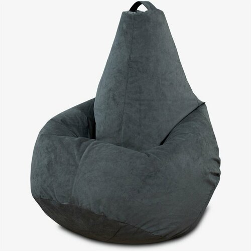 Кресло-мешок Груша велюр Тёмно-серый цвет (размер XL) PuffMebel