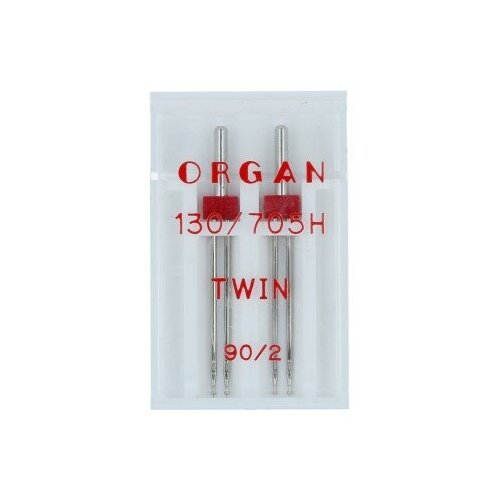 Иглы для швейной машины ORGAN 90/2, 2 шт, в пенале, двойные