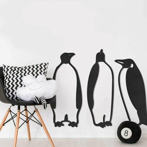 Панно на стену из дерева. Пингвин декорация на стену для гостиной, кабинета, рабочего места
