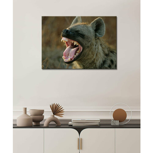 Картина - гиена, гиена в африке, хищная гиена, дикая гиена, гиена в природе (7) 40х60