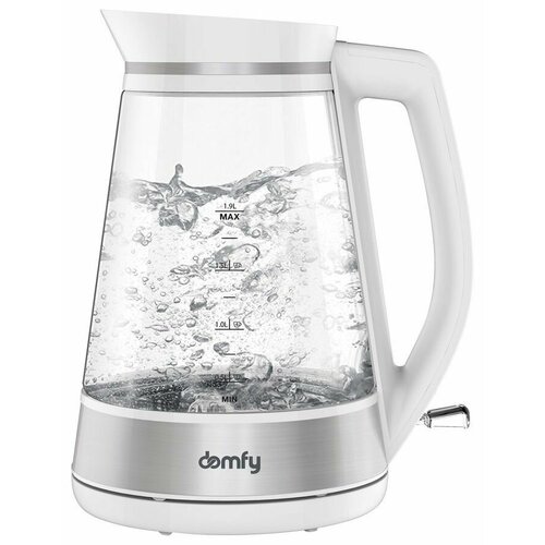 Чайник электрический DOMFY DSW-EK505, 3000Вт, белый и прозрачный