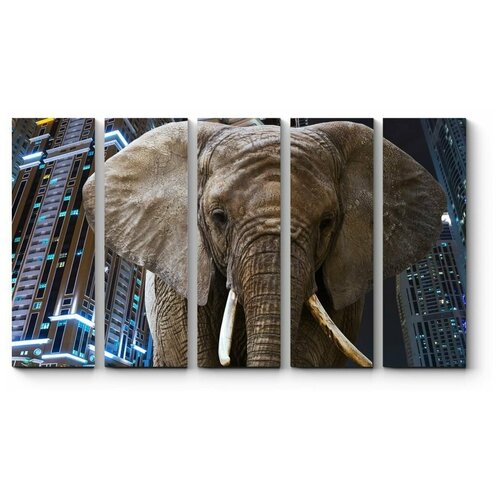 Модульная картина Слон на фоне города160x96
