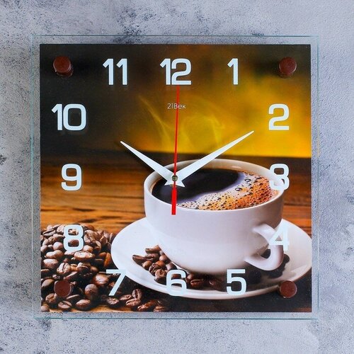 Рубин Часы-картина настенные, серия: Кухня, "Кофе", плавный ход, 25 х 25 см